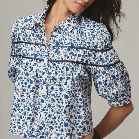 Maeve | Tops | The Leandra Shirred Yoke Blouse By Maeve Nwt | Poshmark